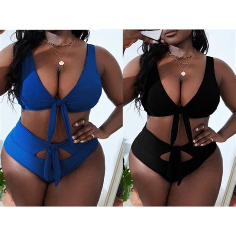 Купальник большого размера сексуальный однотонный завязанный толстый мм купальник взрывное