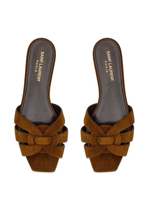 Saint Laurent Tribute Leather Flat Sandals Farfetch