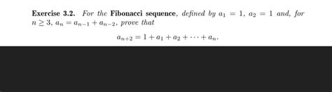 Solved Exercise For The Fibonacci Sequence Defined By Chegg