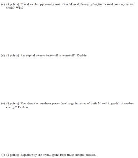 solved 2 30 points specific factors model suppose that