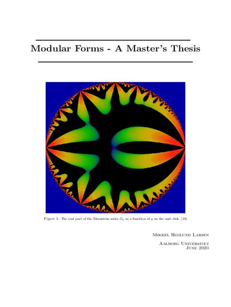 Fillable Online Modular Forms A Masters Thesis Aalborg Universitet