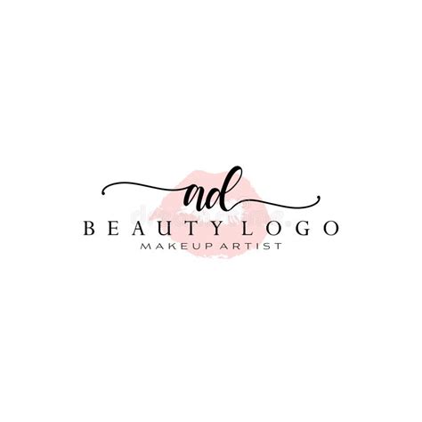 Letter Nb Watercolor Lips Premade Logo Design Logo For Makeup Artist
