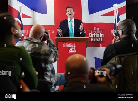 Reform Party Leader Richard Tice Speaking At A Press Conference At The