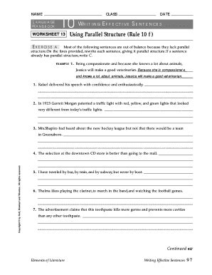 Parallel Structure Worksheet Answer Key Complete With Ease Worksheets Library