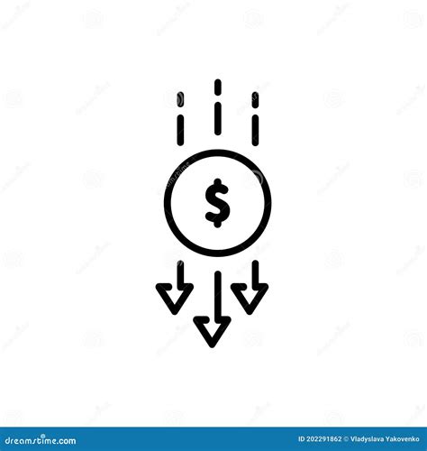 Icône Ligne De Vecteur De Baisse Du Cours Du Dollar Symbole De L