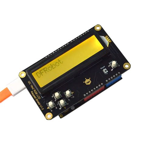Dfrobot I2c 16x2 Rgb Lcd Keypad Shield With Black Font For Arduino Dfrobot Dfr0374