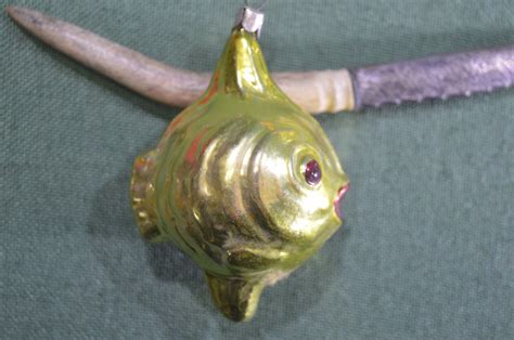 Купить Игрушка елочная стеклянная Рыба луна рыбка золотистая Стекло подвес 3 СССР цены