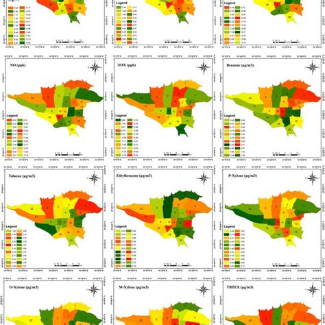 Spatial Distribution And Average Levels Of Ambient Air Pollutants In