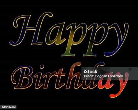 3d 텍스트로 생일을 축하합니다 장식 휴일 장식입니다 검은색 배경에 체적 효과가 있는 손으로 쓴 비문 1위에 대한 스톡 벡터