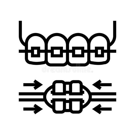Illustration Vectorielle De Licône De Ligne Des Accolades Des Dents Du