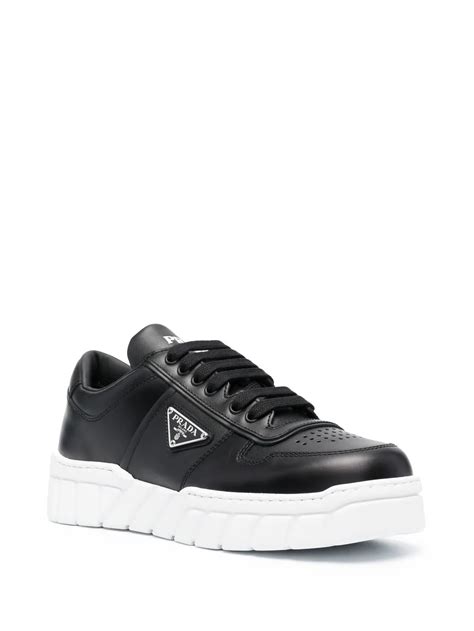 Prada Logo Plaque Lace Up Sneakers Farfetch