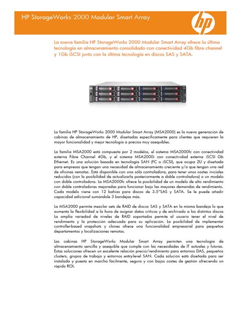 Hp Storageworks Msa2000 Experiencia Pdf Ciencias De La
