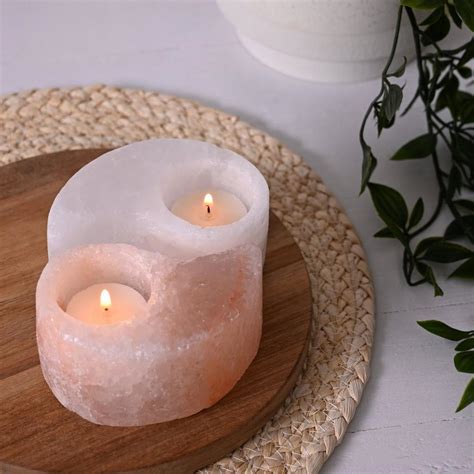 Candle Holders Yin And Yang Rock Salt Double Tea Light Holder Hestia