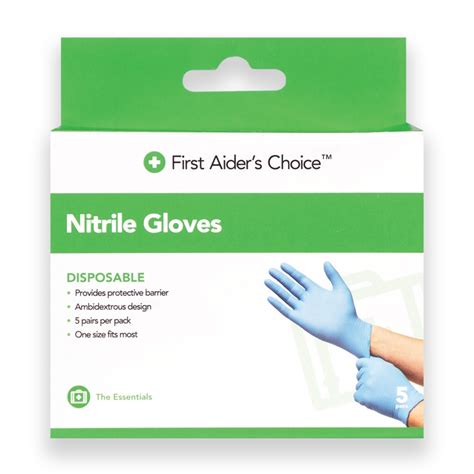 First Aiders Choice Disposable Nitrile Gloves 5 Pairs