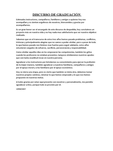 Discurso De GraduaciÓn Pdf