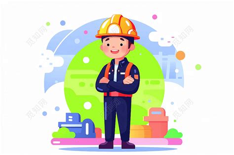建筑工人施工监理卡通插画ai绘画 觅知网