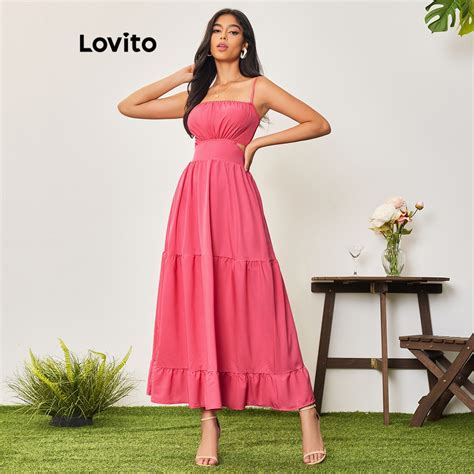 Lovito Casual Vestido Feminino Liso Bata Com Recorte E Bainha De