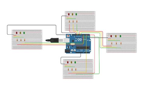 Circuit Design 4way Traffic Tinkercad