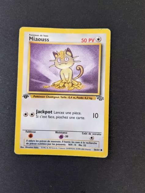 CARTE POKÉMON MIAOUSS 56 64 commune jungle wizard Première Édition EUR