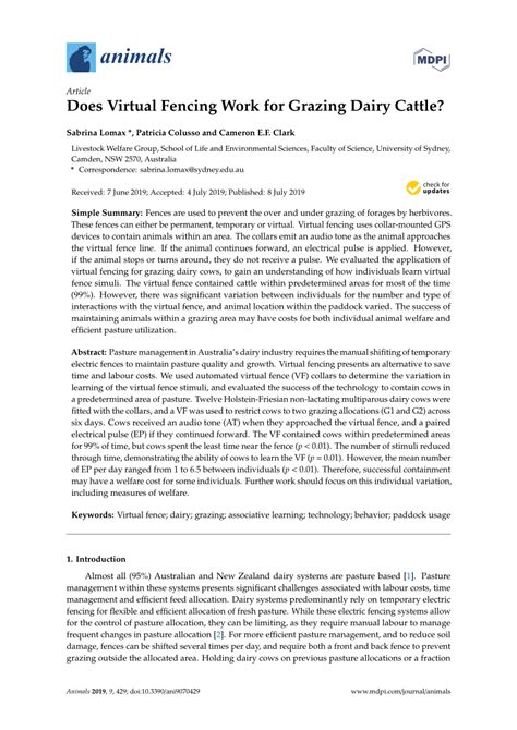 Pdf Does Virtual Fencing Work For Grazing Dairy Cattle