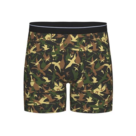 Boxer Briefs Long Boxer Briefs For Men Birds Green Camouflage Soft