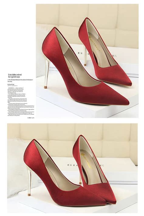 하이힐 얕은 입 새틴 가죽 여성 신발 지적 발가락 누드 단일 신발 여성 스틸레토 전문 작업 드레스 신발 Buy 여성 신발 지적 발가락 펌프 특허 가죽 드레스 신발 하이힐