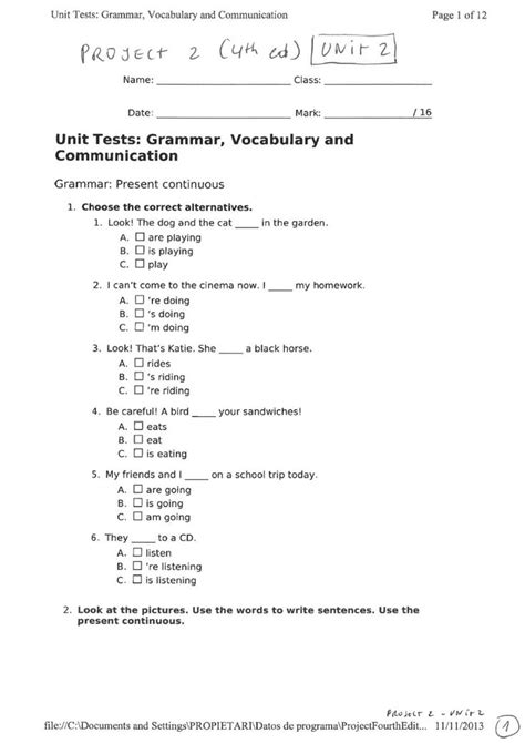 Project 2 Unit 2 Test Worksheet