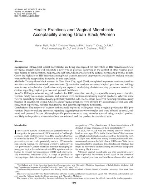 Pdf Health Practices And Vaginal Microbicide Acceptability Among