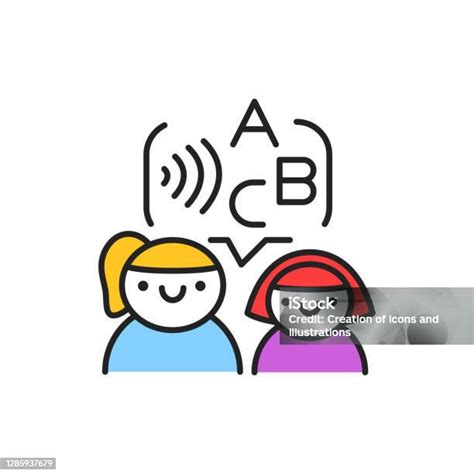 스피치 테라피스티 컬러 라인 아이콘이 있는 수업 웹 페이지 모바일 앱 프로모션용 픽토그램 0명에 대한 스톡 벡터 아트 및 기타