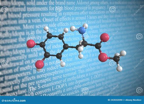 Molecular Model Of Methyldopa 3d Rendering Stock Illustration Illustration Of Methyldopa