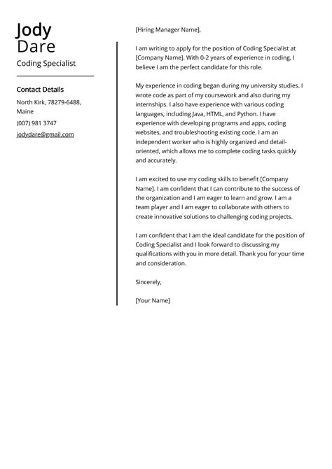 Coding Specialist Cover Letter Example For 2024