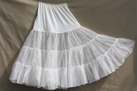 Retro 50s Vintage Crinoline Petticoat Net Ruffled Nylon Slip For Full