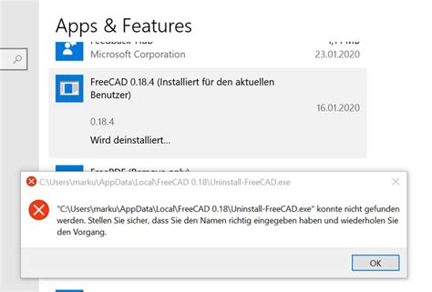Solved Uninstalling FreeCAD On Windows Isn T Fully Successful FreeCAD Forum