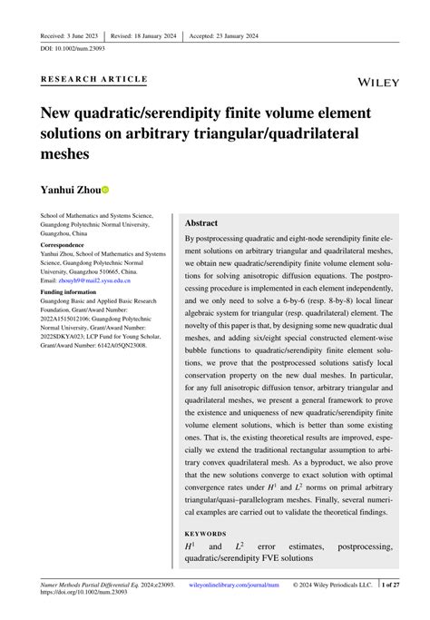 New Quadraticserendipity Finite Volume Element Solutions On Arbitrary