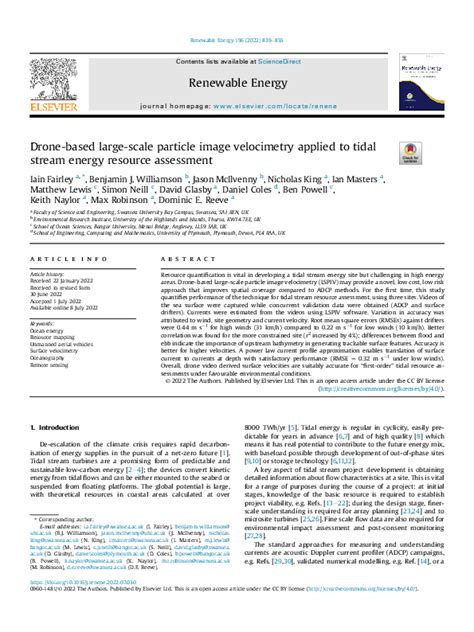Research Paper Drone Based Large Scale Particle Image Velocimetry Applied To Tidal Stream