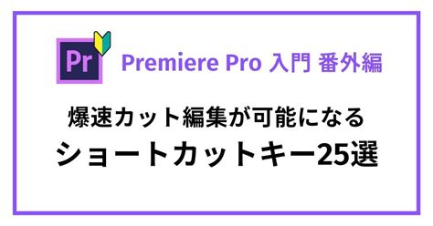 超初心者向け【adobe Premier Pro】で爆速カット編集が可能になるショートカットキー25選 Video Legendsビデオ