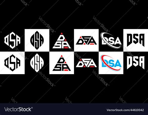 Dsa Letter Logo Design In Six Style Polygon Vector Image