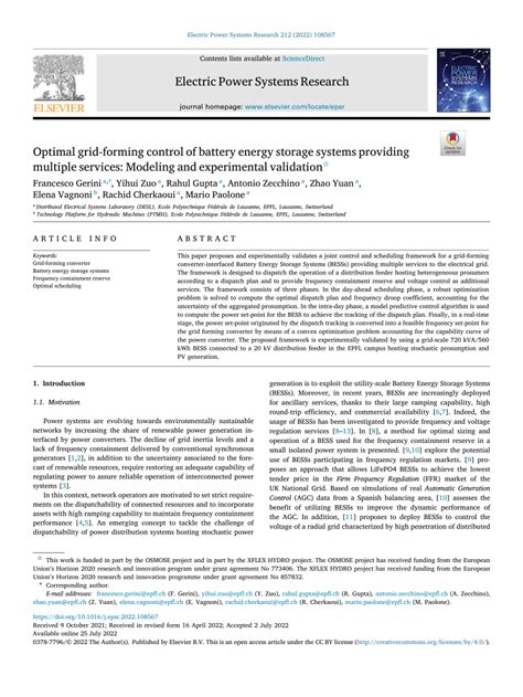 Pdf Optimal Grid Forming Control Of Battery Energy Storage Systems Providing Multiple Services