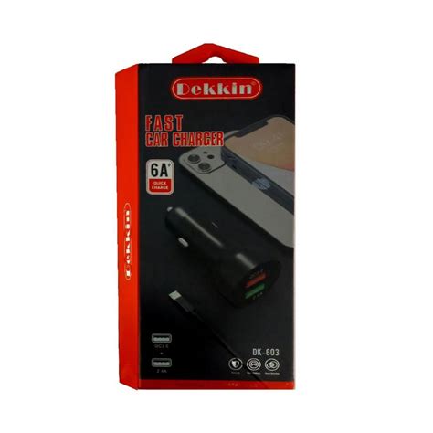شارژر فندکی دو پورت Dekkin مدل DK-603 همراه با کابل میکرو USB | کالندز