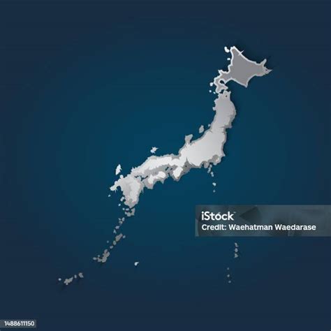 濃い青の背景に日本地図のメタリックシルバーとクロムシャイングラデーション アジア大陸のベクターアート素材や画像を多数ご用意 アジア大陸