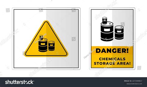 Caution Chemical Storage Area Sign Label Stock Vector Royalty Free
