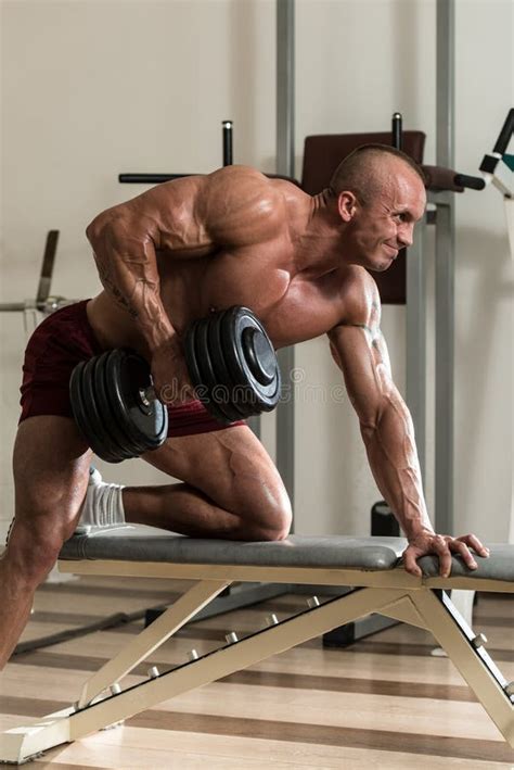 Back Exercises With Dumbbell Stock Image Image Of Bodybuilding