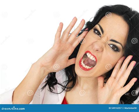 Portrait Of An Angry Furious Frustrated Young Woman Shouting In A Rage