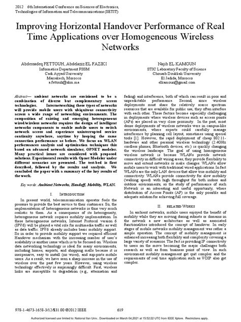 Improving Horizontal Handover Performance Of Real Time Applications