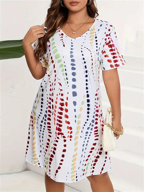 Plus Size Elegant Dress Womens Plus Tie Dye Short Sleeve V Temu