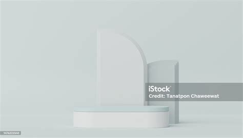 추상 최소 디스플레이 연단의 3d 렌더링은 제품 화장품 프레젠테이션 및 모형을 보여줍니다 파스텔 지구 톤 배경의 쇼케이스 장면