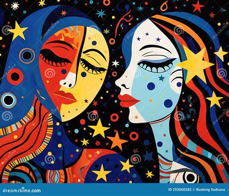 Two Archetypal Women Colorful Design Two Women Of Different Ages And The Stars Have The Same
