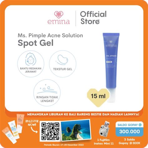 New Emina Ms Pimple Acne Solution Spot Gel 15ml Obat Totol Jerawat Tanpa Meninggalkan Bekas
