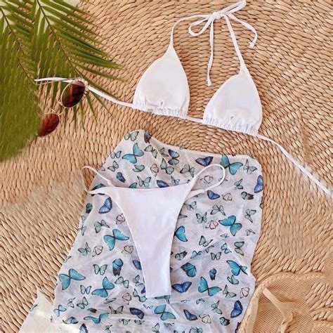 Ehrwe Womens Swimsuits Ladies Color 3pack Butterflies Print Bikini
