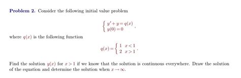 Solved Problem Consider The Following Initial Value Chegg